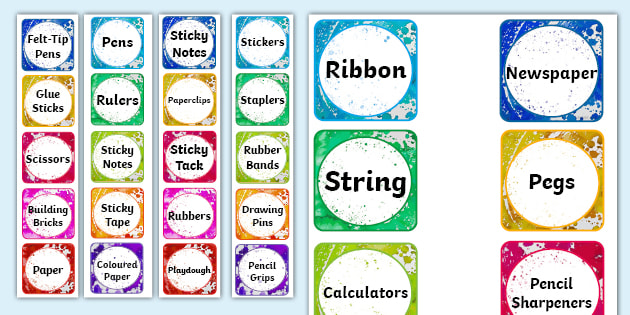 Watercolours Square Peg Labels (teacher made)