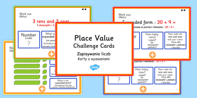 Place Value Maths Challenge Cards Polish Translation