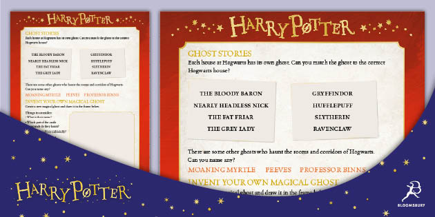 FREE! - Harry Potter: Match the Ghost Worksheet: 7-11
