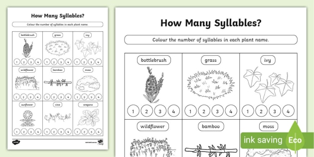 How Many Syllables? Plants Activity Sheet | Twinkl