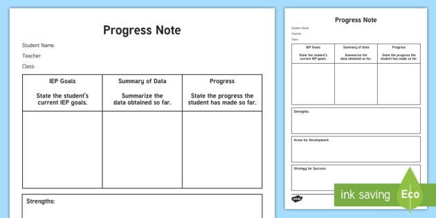 Student Progress Form - Progress, concerns, strengths, Parent, IEP