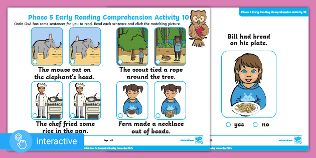 Interactive PDF: Phase 5 Early Reading Comprehension Activity 10