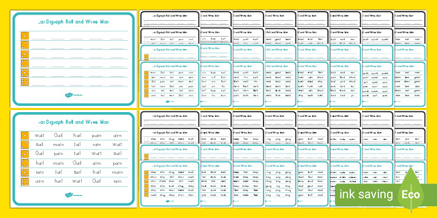 Digraphs Roll and Write Pack (teacher made)