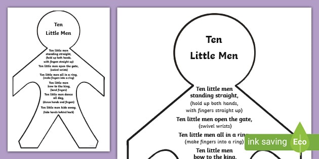 Ten Little Men Rhymes and Finger Plays (teacher made)