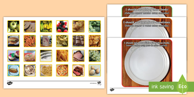 Photo Healthy Eating Sorting Activity Activity English/Spanish - Photo ...