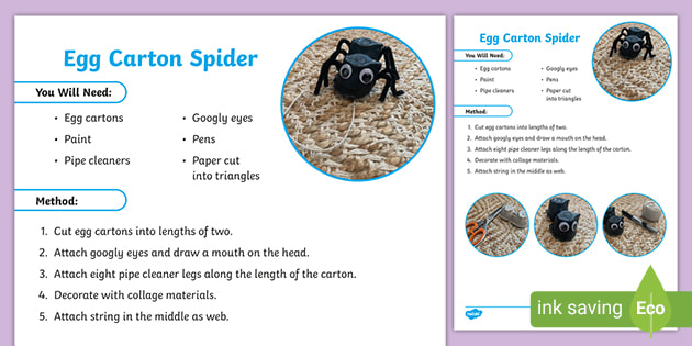 Egg Carton Spider Craft Instructions (teacher made)