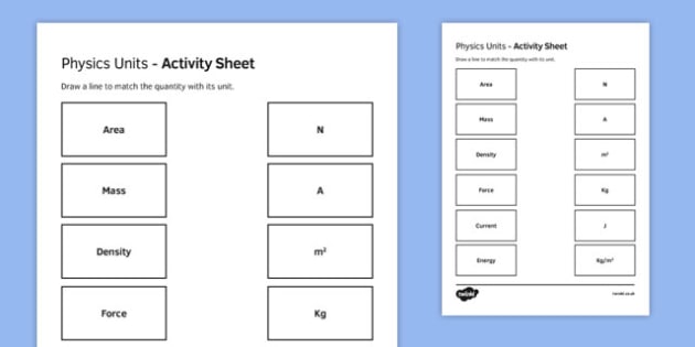 physics units Match and Draw (teacher made)