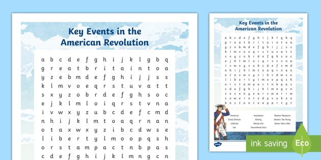 Key Events in the American Revolution Word Search