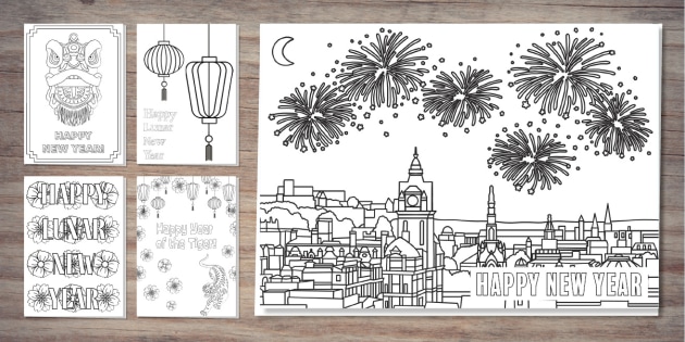 Lunar New Year Colouring Card Pack | Twinkl Party
