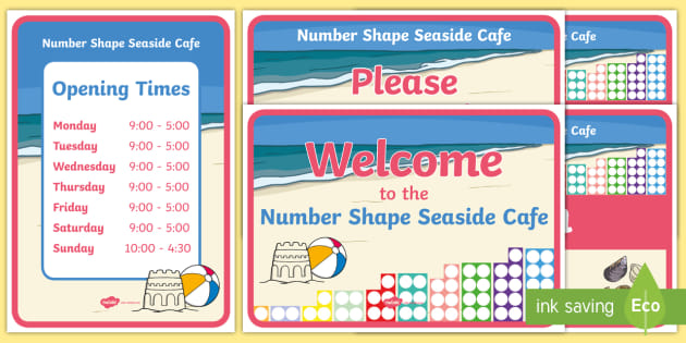 Number Shape Seaside Cafe Display Posters (teacher made)