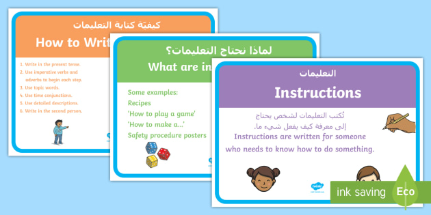 Instructions Writing Display Posters Arabic/English - Instructions Writing