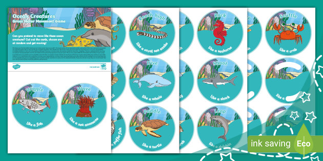 Ocean Creatures Gross Motor Movement Game (Teacher-Made)