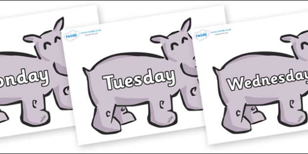 FREE! - Days of the Week on Hippos (teacher made)