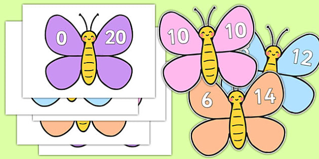 Number Bonds to 20 on Cute Butterflies (teacher made)