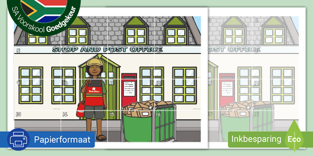 Poskantoor: Plakker Legkaart Aktiwiteit (teacher made)