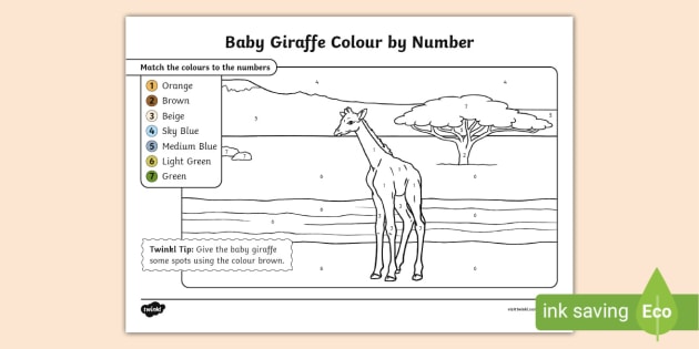 FREE! - Baby Giraffe Colour by Number (teacher made)