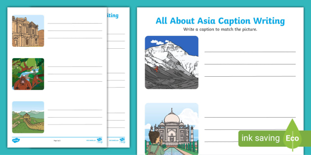 All About Asia Caption Writing Activity (teacher made)
