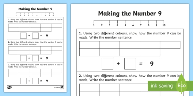 Algebra Ways of making 9 Worksheet / Worksheet