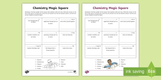 Chemistry Magic Square Activity