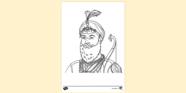 FREE! - Guru Hargobind Bust Colouring | Colouring Sheet