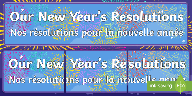 Our New Year's Resolutions Display Banner English/French - Our New Years
