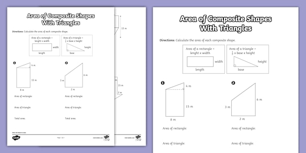Area Of Compound Shapes With Triangles Worksheet Tes