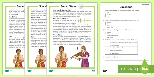 Sound Waves Differentiated Reading Comprehension Activity