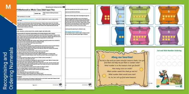 EYFS Maths: Pirate Treasure Ordering Numbers Whole Class