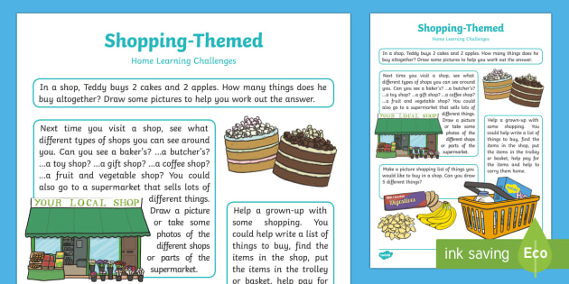 Shopping-Themed Home Learning Challenges Nursery FS1