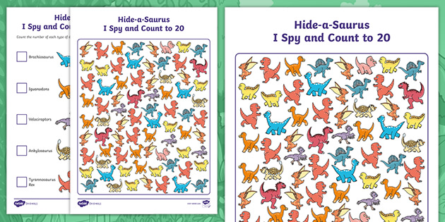 Hide-a-Saurus I Spy and Count Activity to 20 (teacher made)