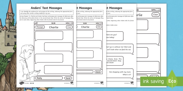 KS2 Fantasy Story Text Message Writing Differentiated Worksheet / Worksheet