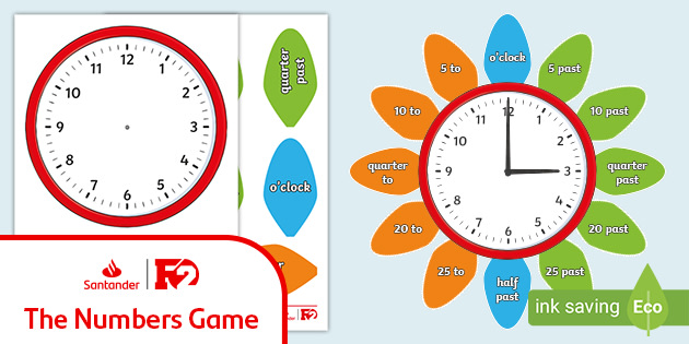 👉 The Numbers Game: Analogue Clock Flower Labels