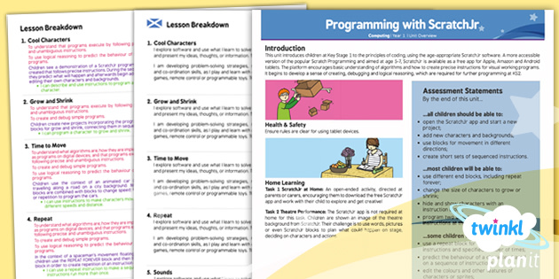 Computing: Programming with ScratchJr Year 1 Planning Overview CfE