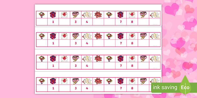 Valentine's Day 1 - 10 Missing Number Track