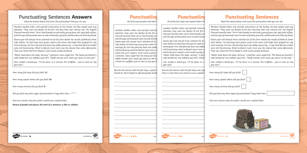 Writing clear sentences | Worksheets on punctuation | Twinkl
