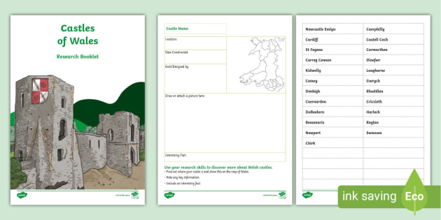 Castles of Wales: Welsh Castles Research Booklet Activity