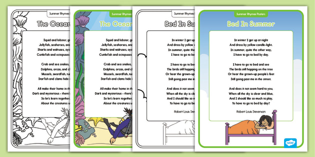 Summer Rhymes Posters – Summer Activities – Twinkl USA