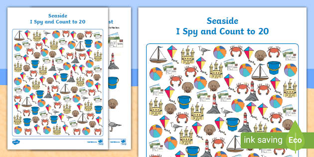 Seaside I Spy and Count Activity to 20 (teacher made)