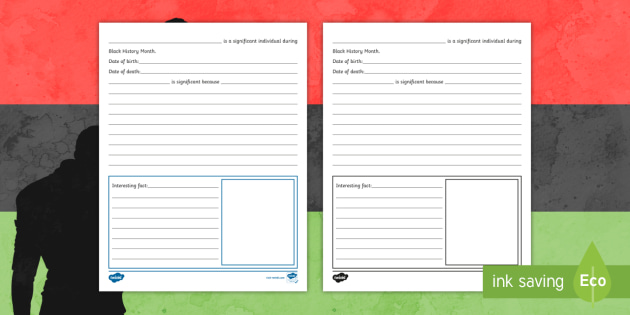 Black History Month Significant Individuals Writing Template