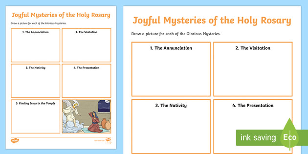 The Joyful Mysteries of the Rosary Activity Worksheet