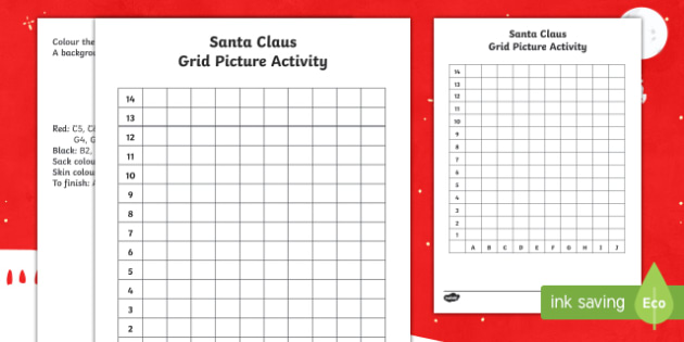 Santa Claus Grid Picture Worksheet / Worksheet