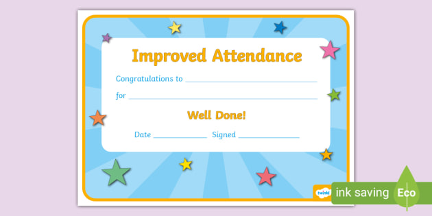 Perfect Attendance Certificates Editable Updates 4