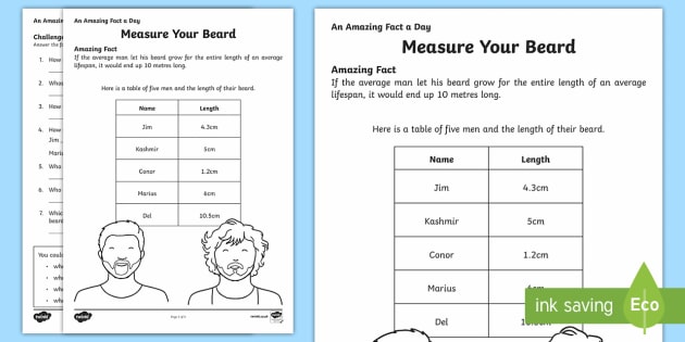 Measure Your Beard Worksheet / Worksheet (teacher made)