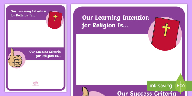 Learning Intention and Success Criteria A4 Display Poster