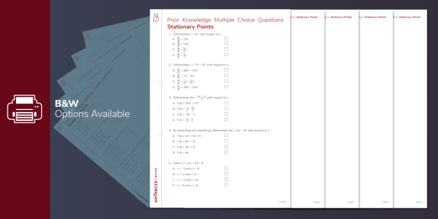 👉 Stationary Points Prior Knowledge Multiple Choice