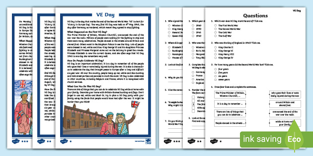 LKS2 VE Day: Reading Comprehension (teacher made)
