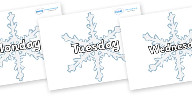 Days of the Week on Snowflakes