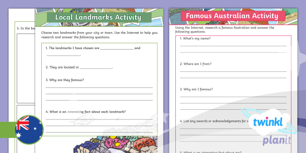 Year 2 People and Places of Australia At Home Learning Tasks
