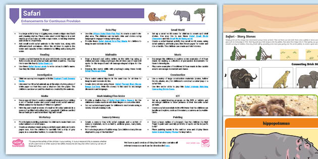 EYFS Safari Continuous Provision Planning Ideas Resource Pack (Ages 2-4)