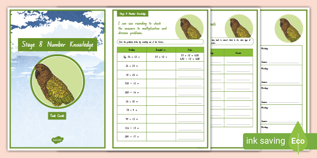 Stage 8 Number Knowledge Task Cards (teacher made)